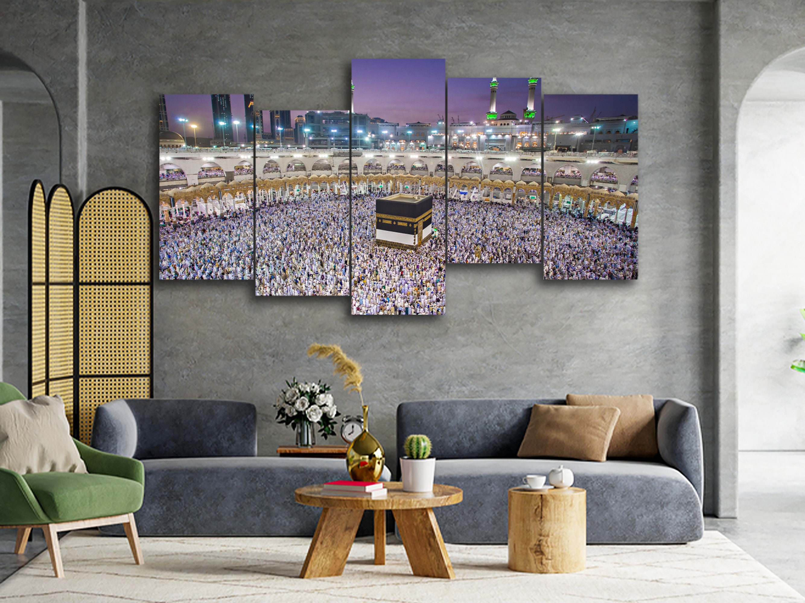 Praying in Mecca, Saudi Arabia 5 Pieces Canvas Wall Art, Large Framed 5 ...