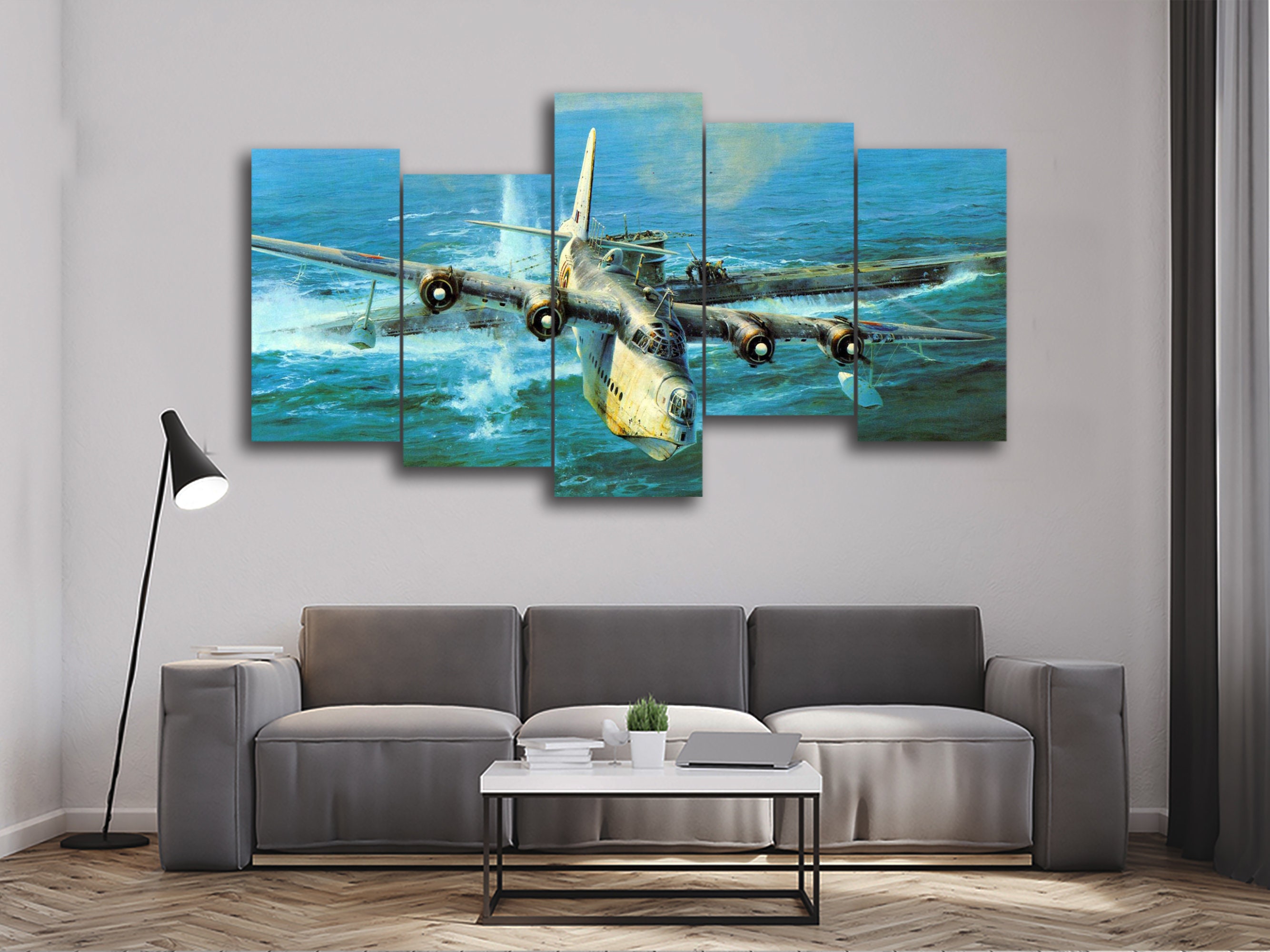 Caught on the Surface Aircraft WW2 5 Piece Canvas Wall Art, Large ...