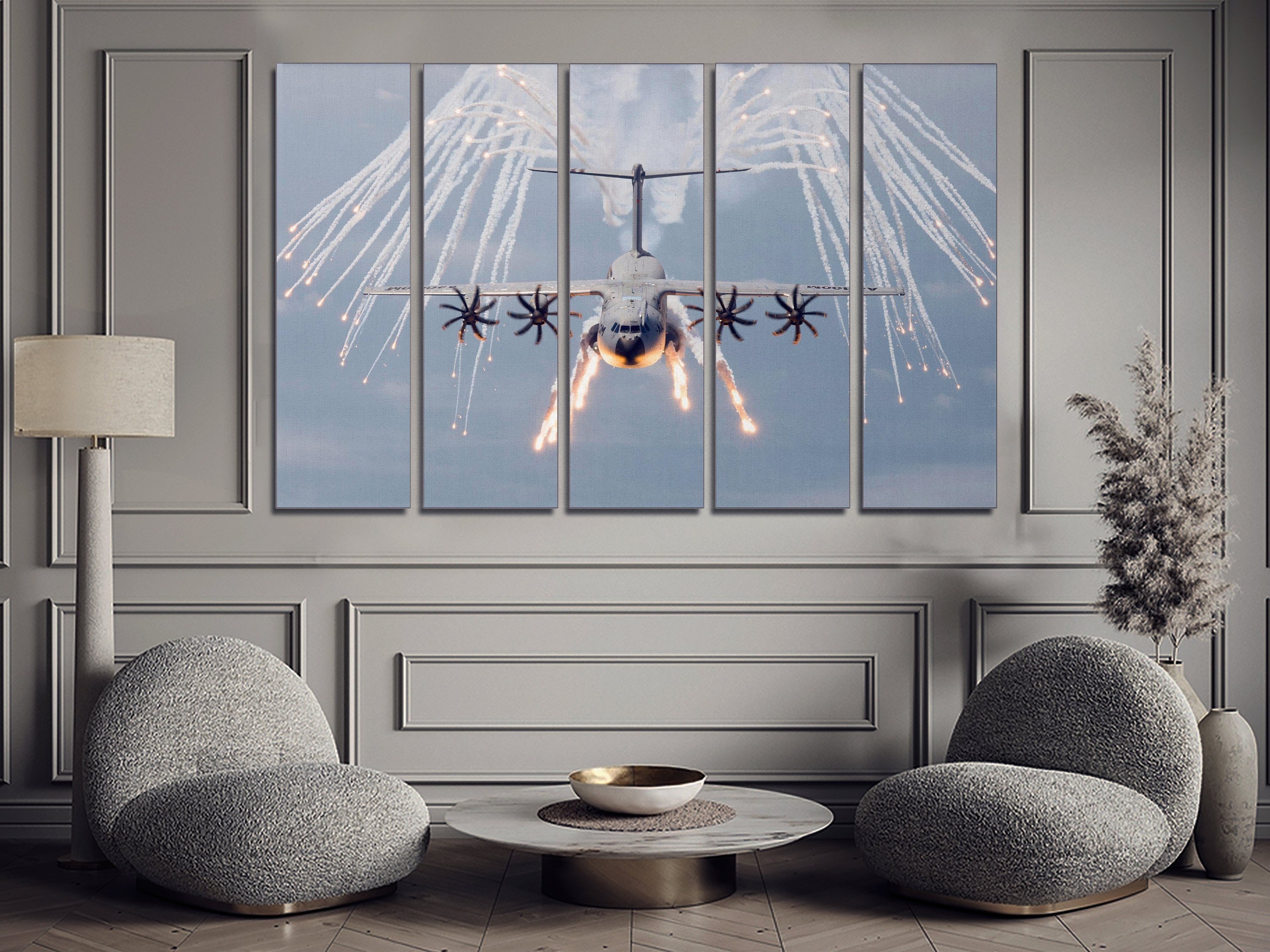 Airbus Military A400M Flares Canvas Wall Art, Large Framed Canvas Wall ...