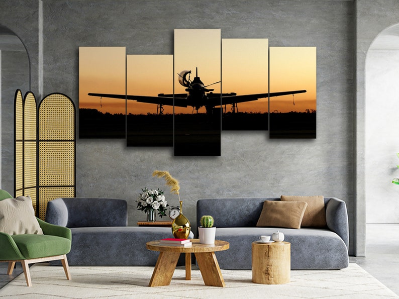 P51 Mustang 5 Pieces Canvas Wall Art, Large Framed 5 Panel Canvas Wall ...