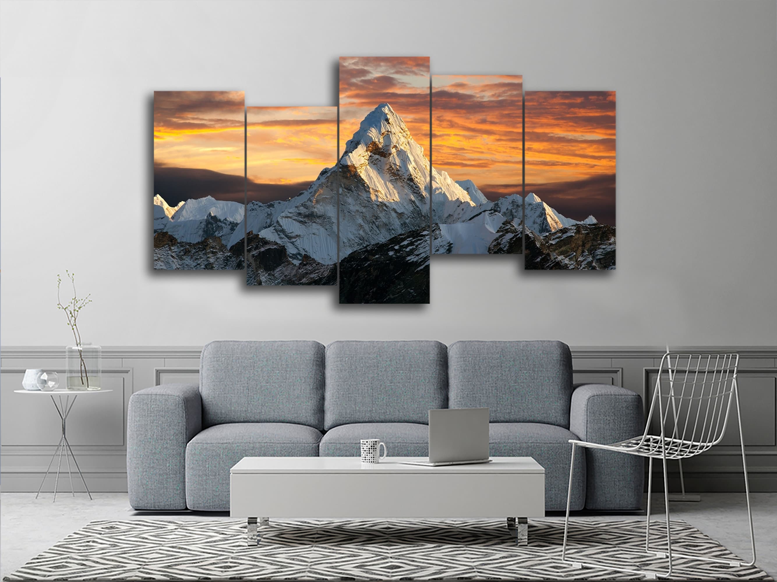 Ama Dablam Mountain 5 Pieces Canvas Wall Art, Large Framed 5 Panel ...
