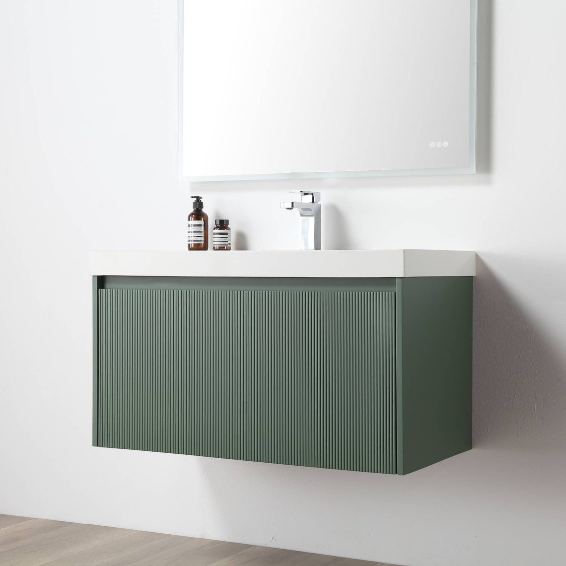 36 Inch Floating Bathroom Vanity With Sink, Wall Mounted Vanity - Etsy