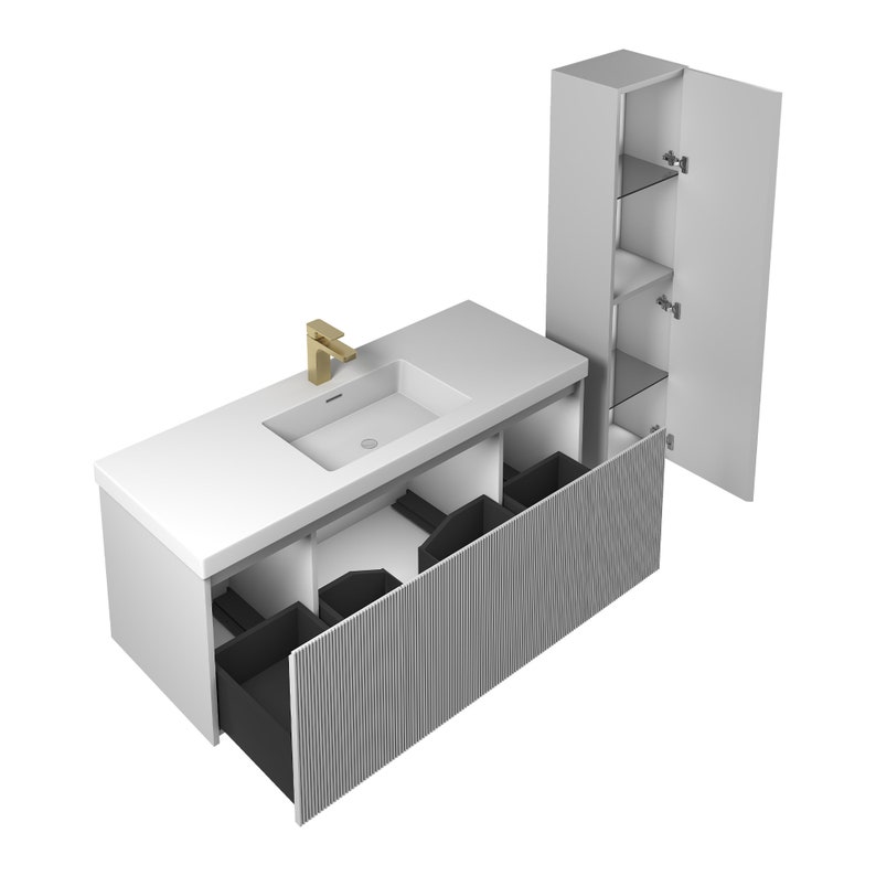 48 Inch Floating Bathroom Vanity With Single Sink & Two Side - Etsy