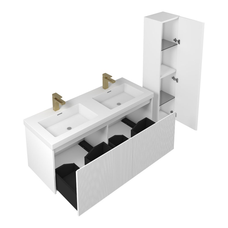 48 Inch Floating Bathroom Vanity With Double Sinks & Two Side - Etsy