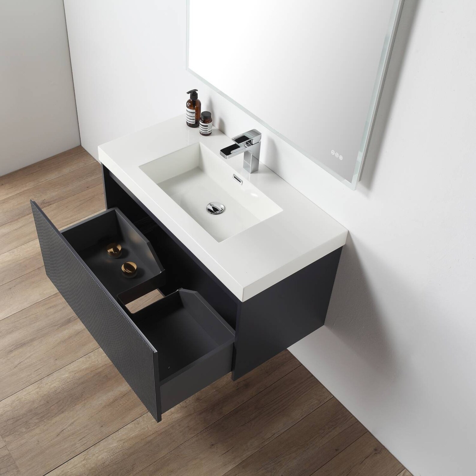 36 Inch Floating Bathroom Vanity With Sink, Wall Mounted Vanity - Etsy