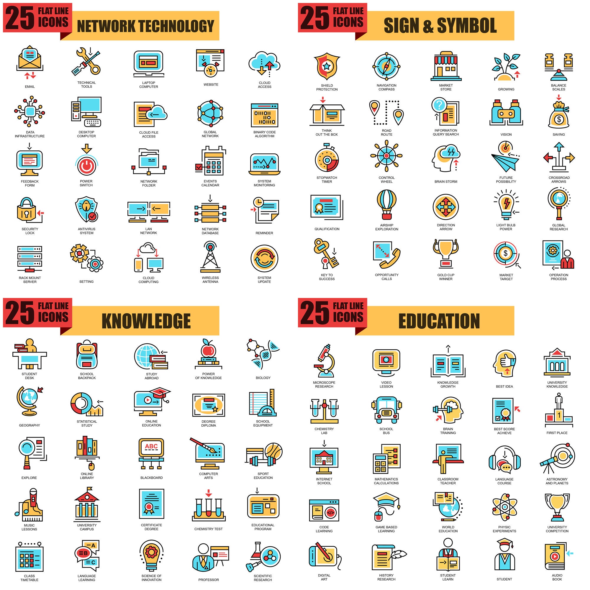 Multiple Industries Color Flat Lines Business Icons | 800 Icons for Web ...