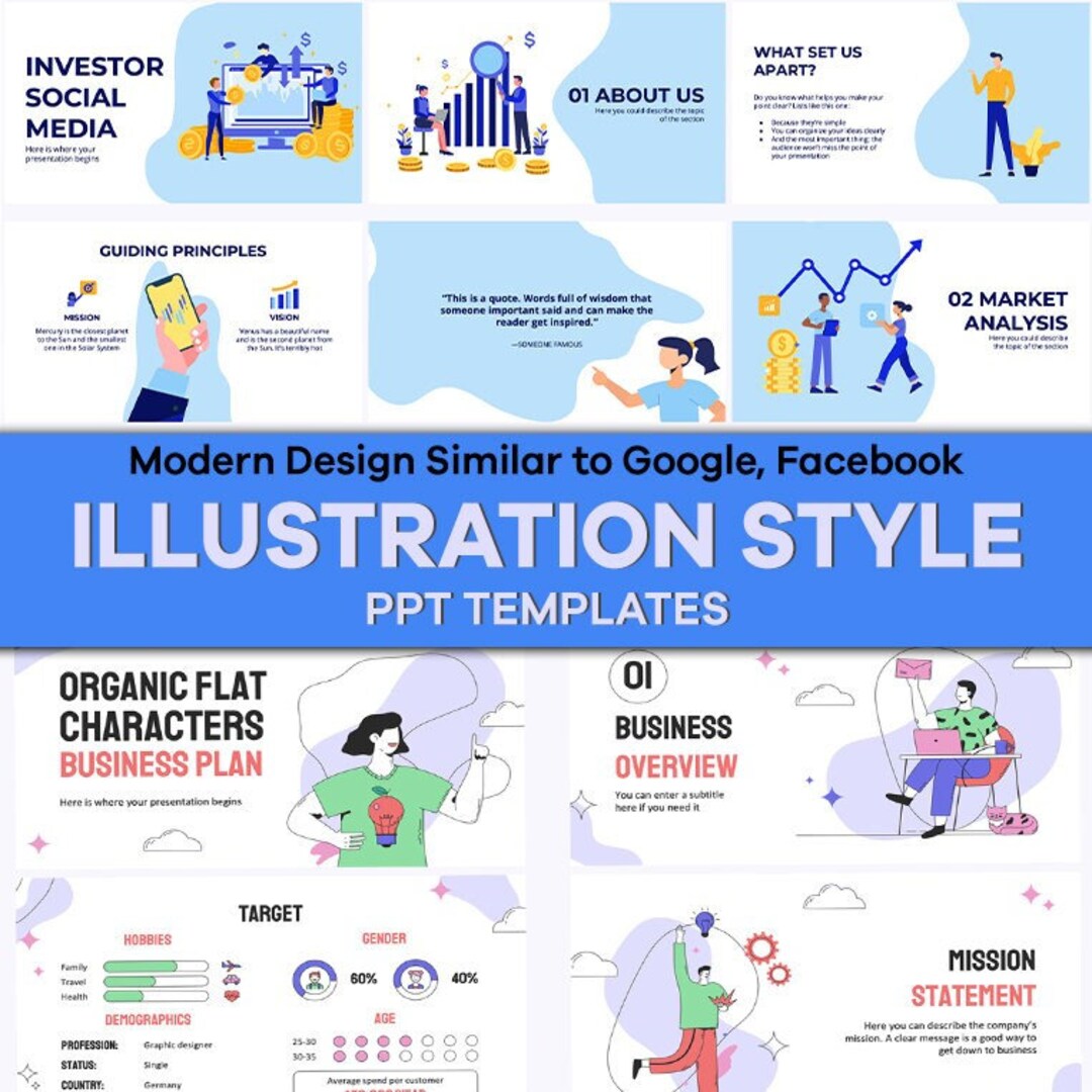 Modern Illustration Powerpoint Templates | Inspired by Google Facebook ...