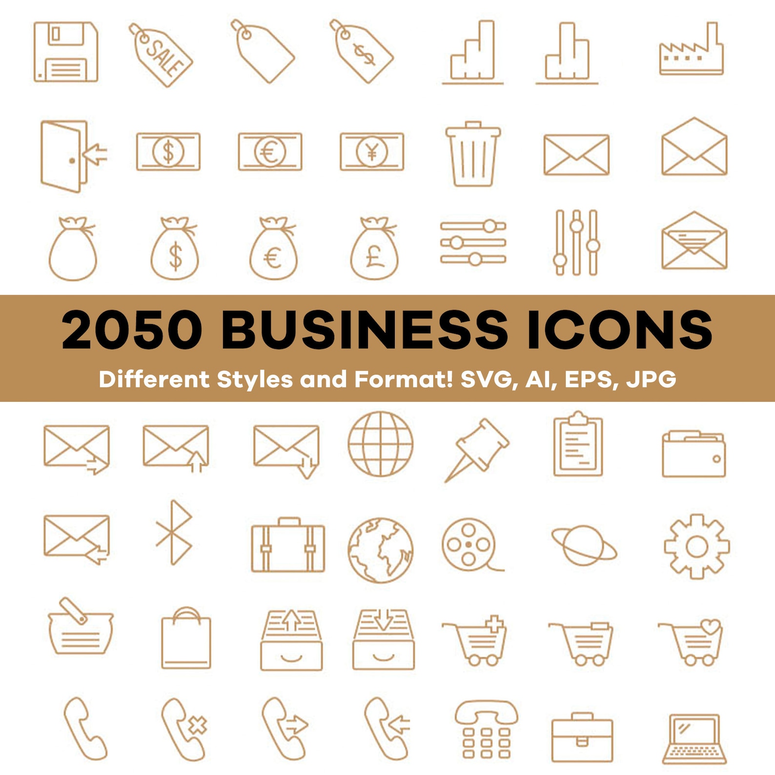 2050 Business Icons Pack | Minimal Icons, Outline Icons, Lass Icons for ...