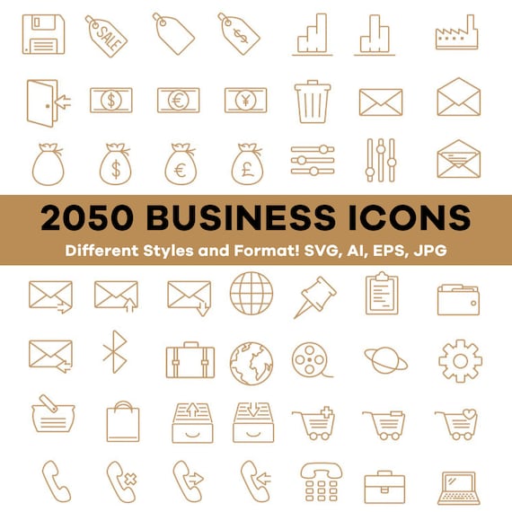 2050 Business Icons Pack Minimal Icons Outline Icons Lass - Etsy Australia