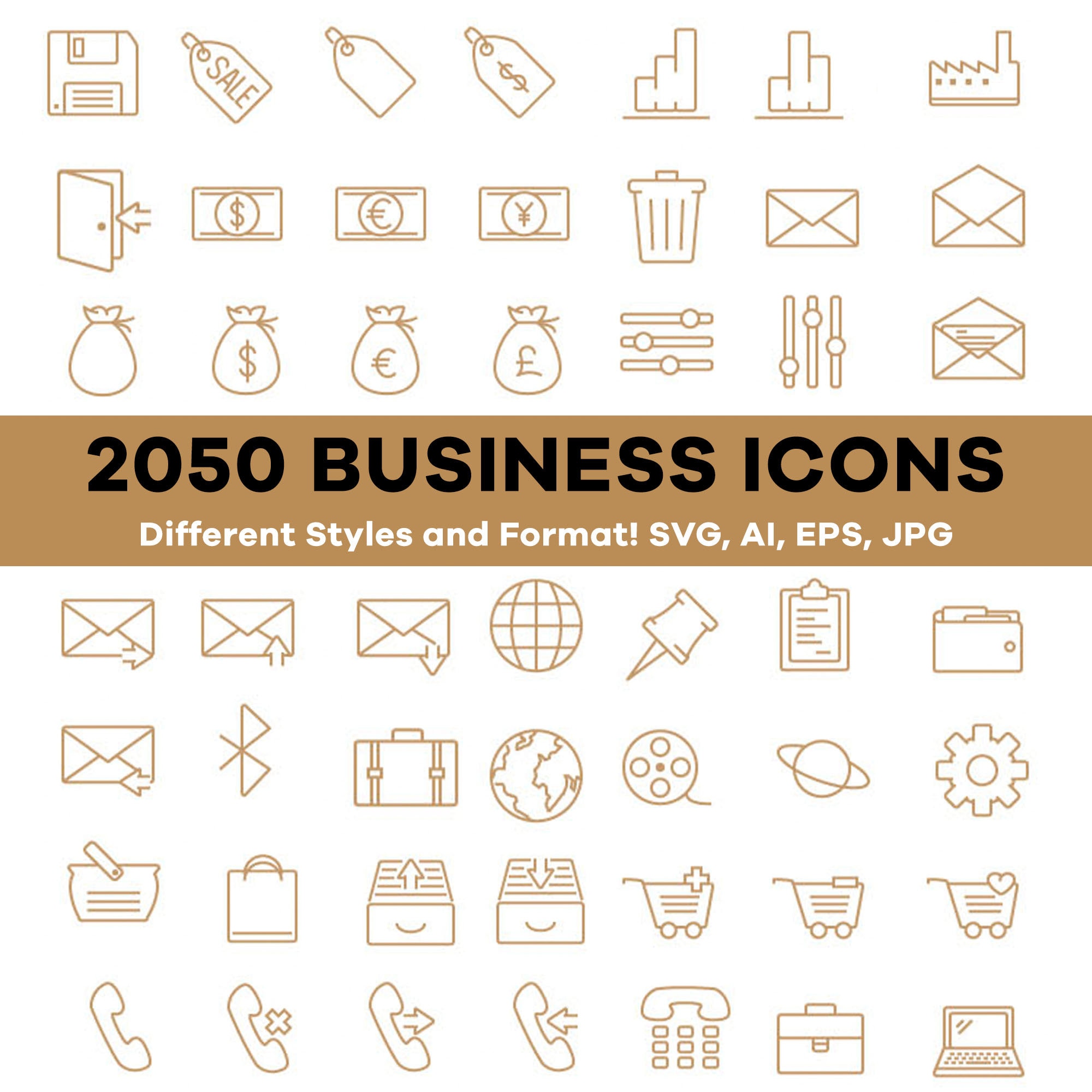 2050 Business Icons Pack | Minimal Icons, Outline Icons, Lass Icons for ...