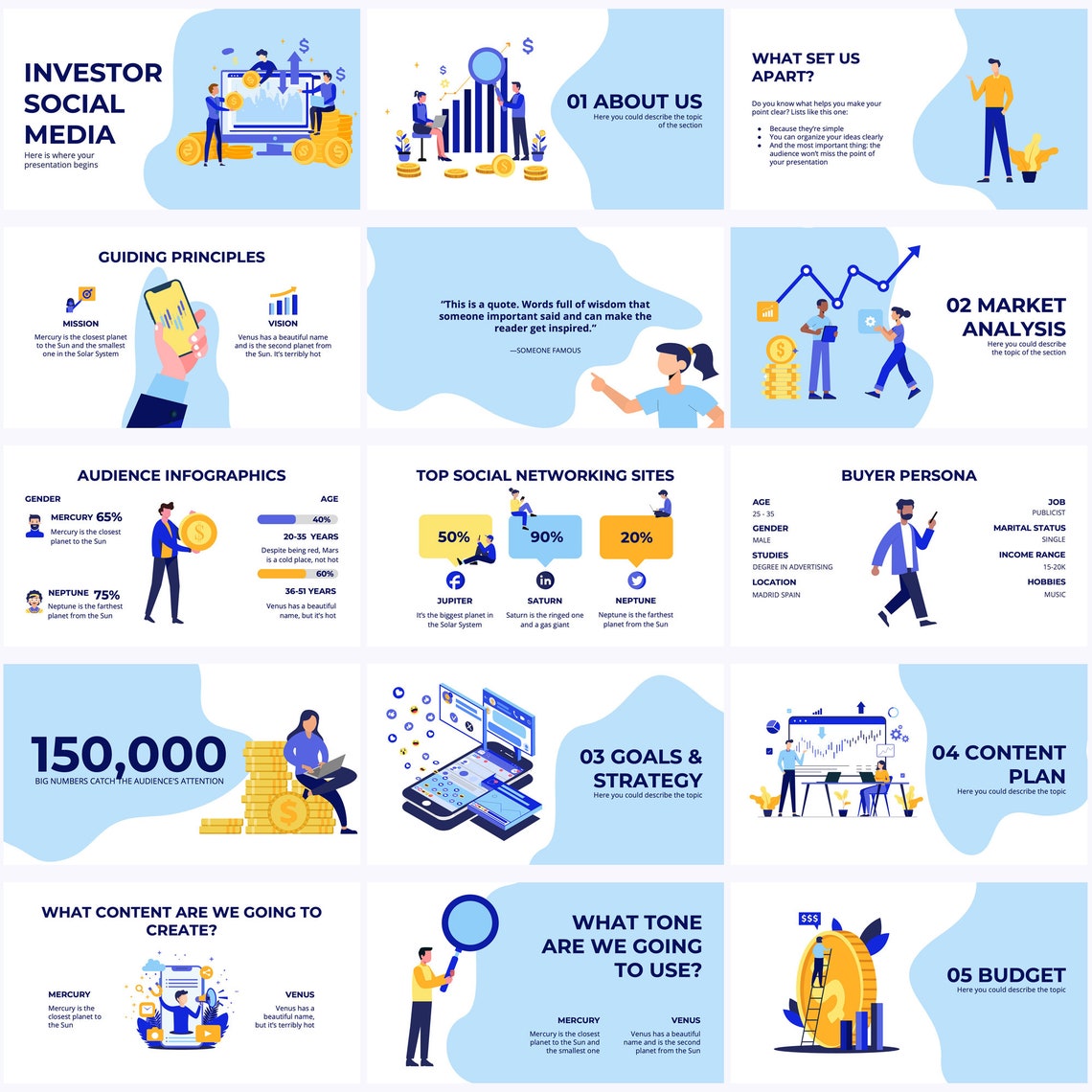 Modern Illustration Powerpoint Templates | Inspired by Google Facebook ...