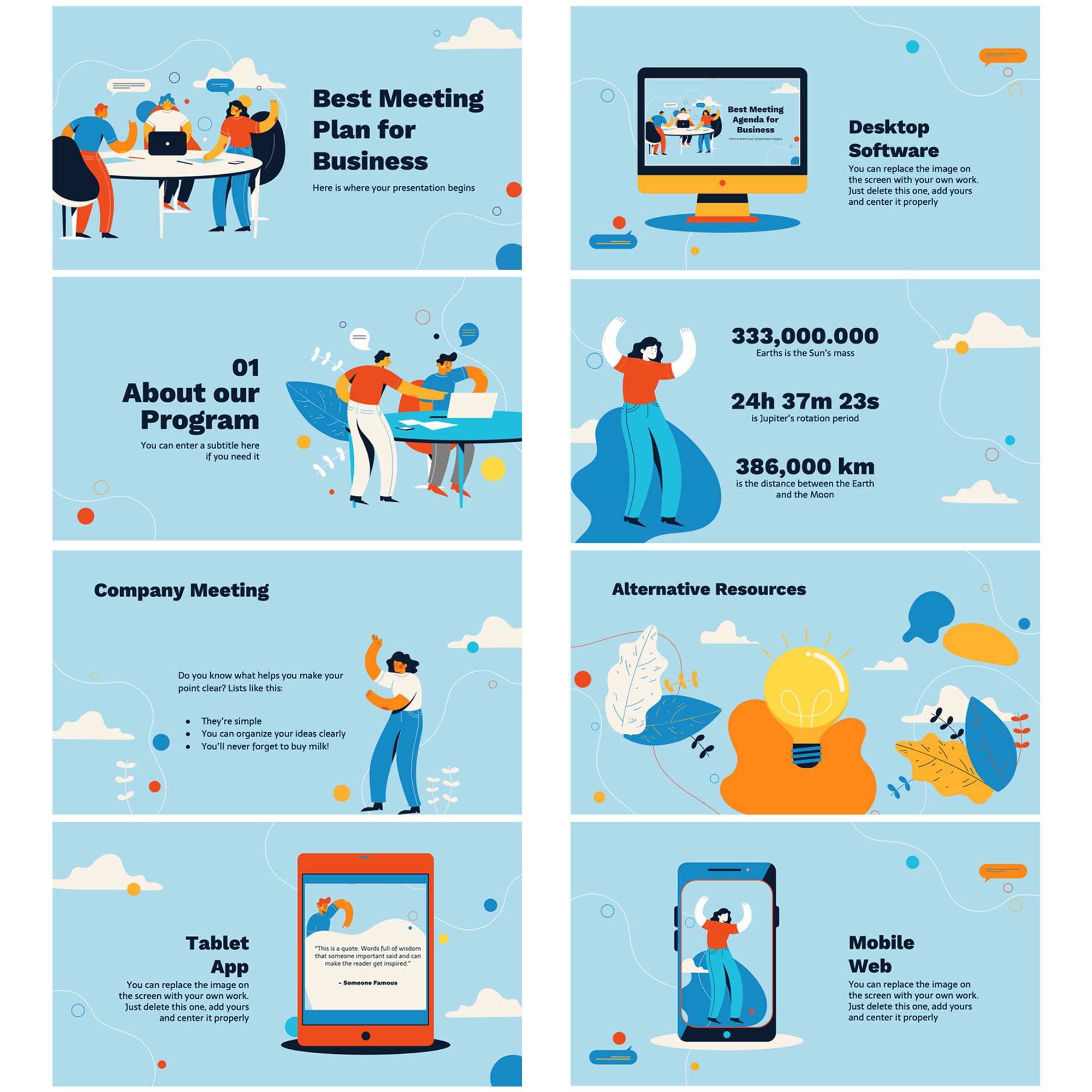 Modern Illustration Powerpoint Templates | Inspired by Google Facebook ...