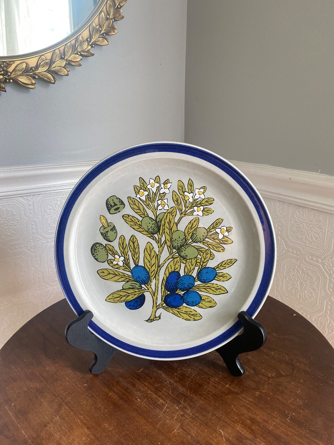 Vintage Olive Pattern Stoneware Platter by Gourmet International 12 ...