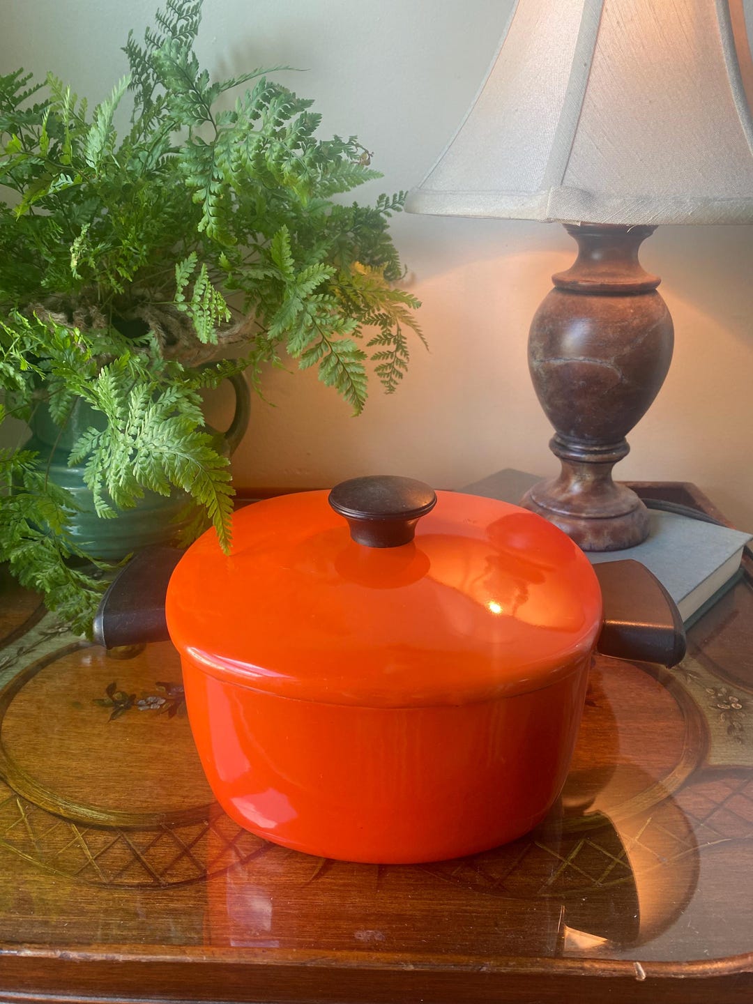 Vintage Orange Enameled Stock Pot - Retro Kitchen Cookware - Etsy