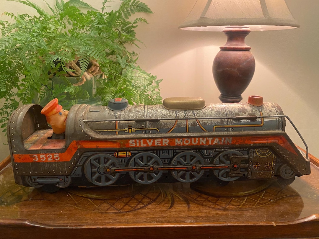 Vintage Silver Mountain Tin Train Toy - TM Made in Japan - Antique ...