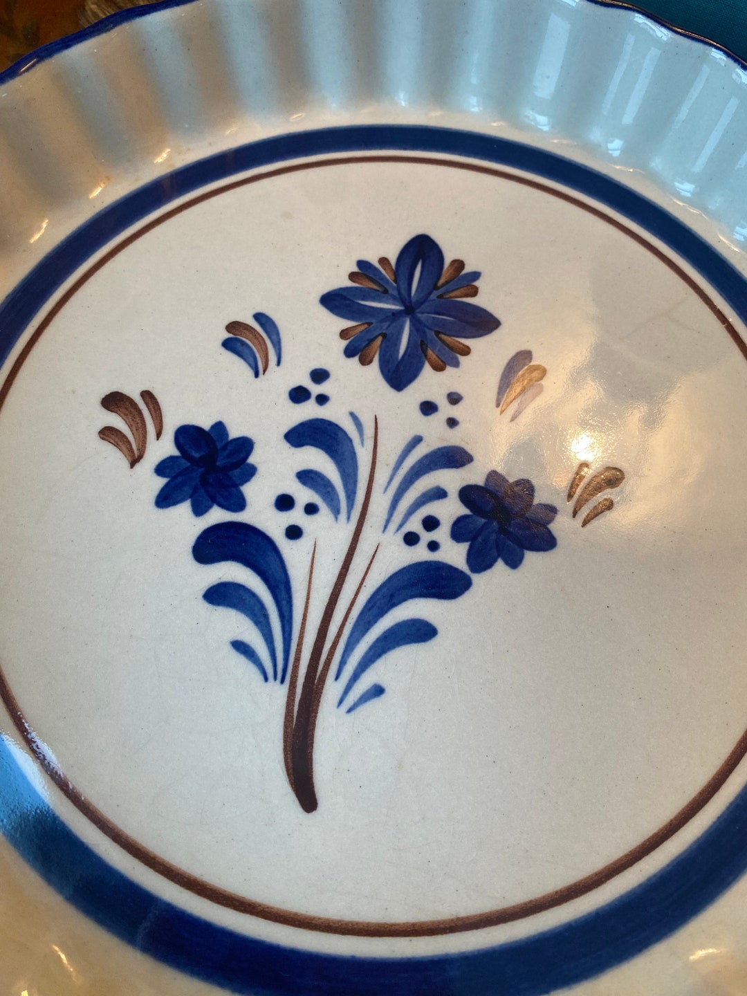 Portuguese Stoneware Baking Quiche Tart Dish - Hand Painted by Luisa ...