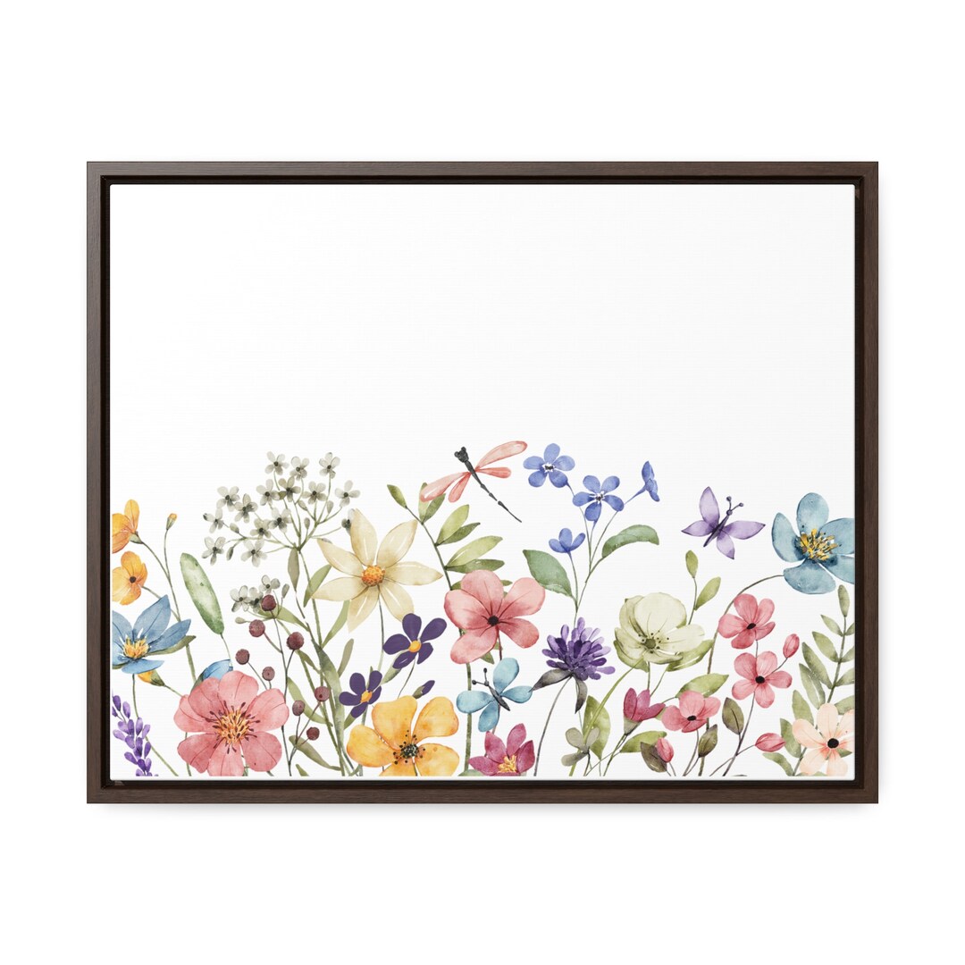 Serene Wildflower Meadow Canvas Wall Hanging - Botanical Art for Nature ...