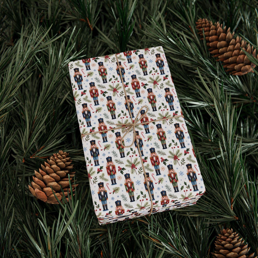 Nutcracker Pattern Wrapping Paper | Holiday Nutcracker Design Roll ...