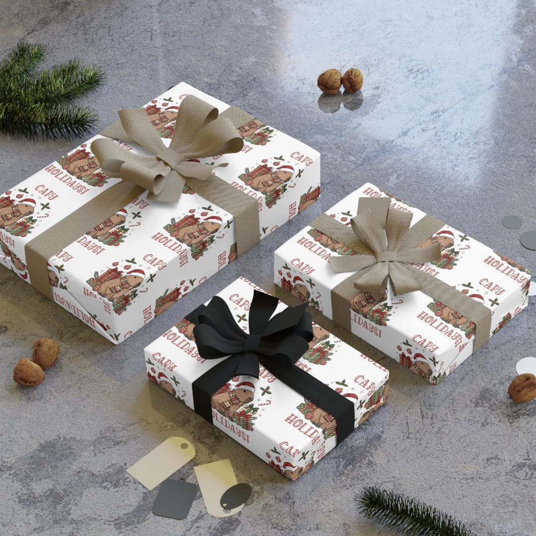 Capybara Holiday Charming Gift Wrapping Paper Roll | Floral Design for ...