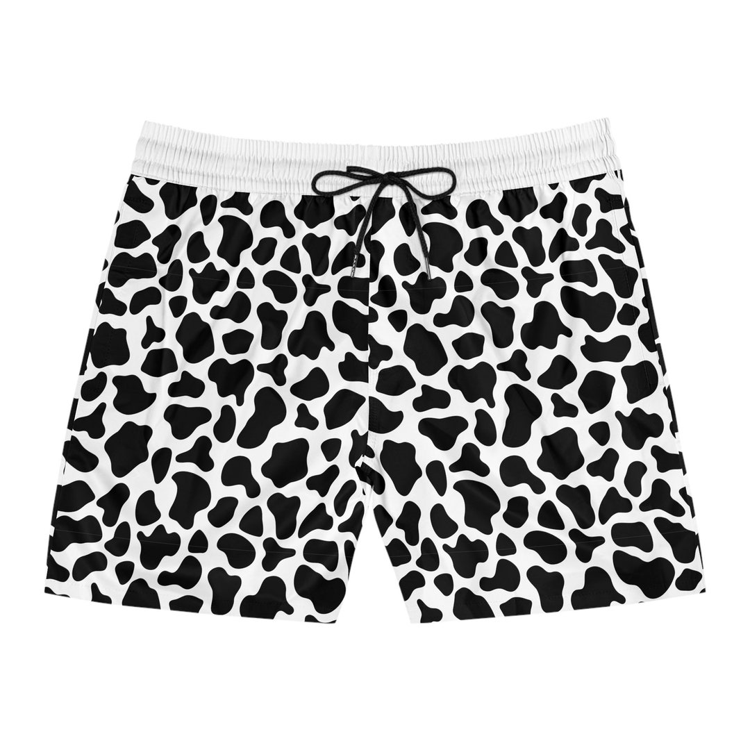 Cow Print Swim Trunks Men's Mid-length Swim Shorts Fun Men's Swim ...