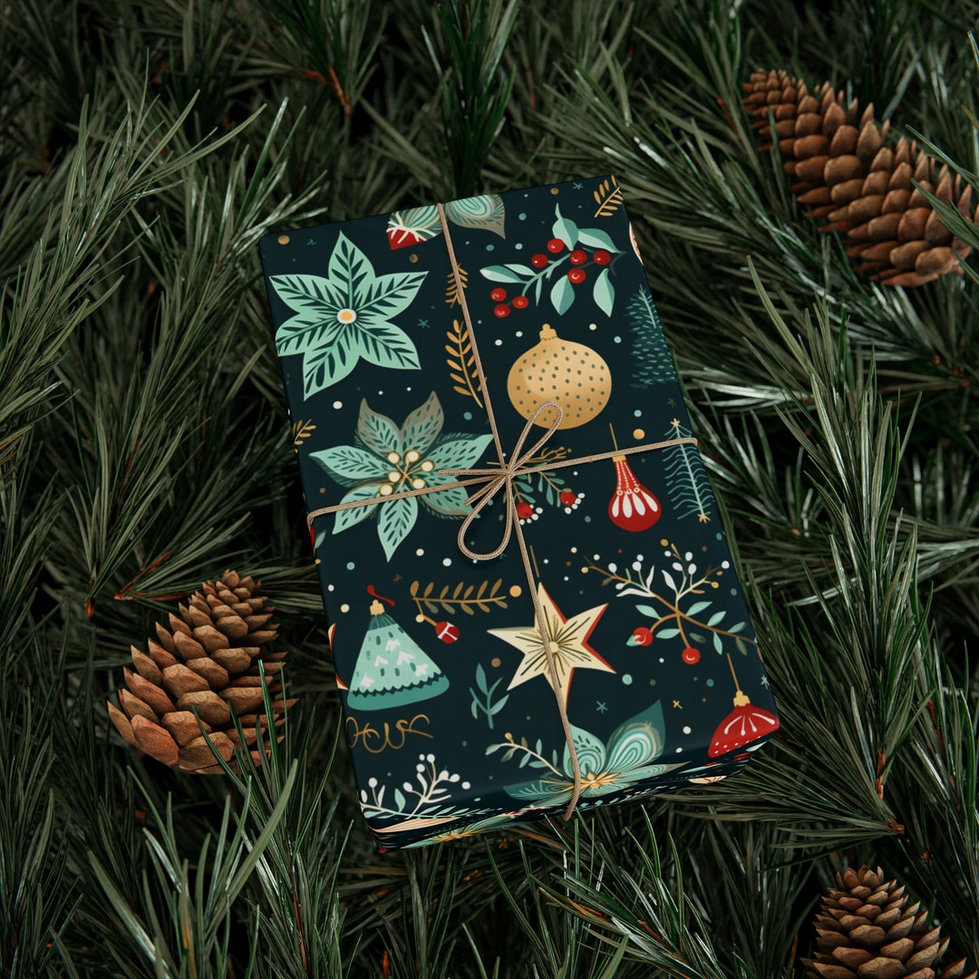 Navy Blue Vintage Retro Style Wrapping Paper - Etsy