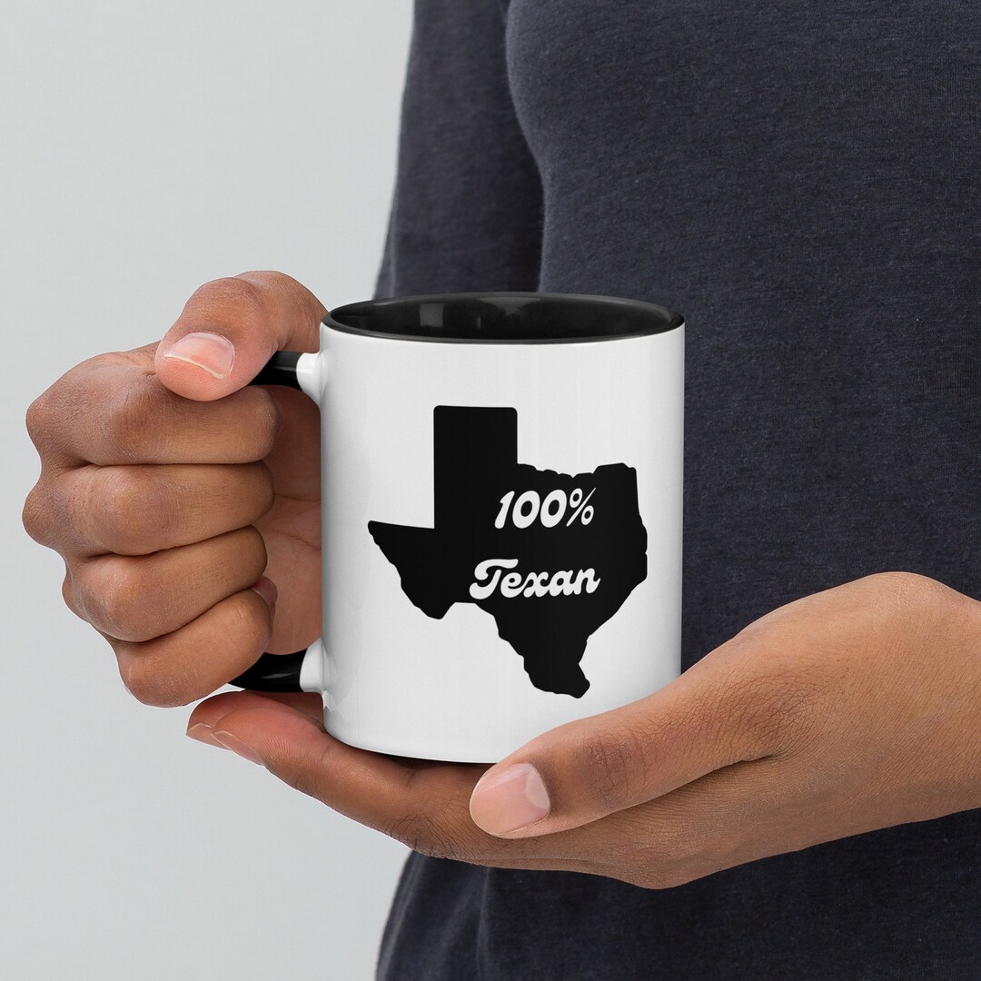 100% Texan Mug With Color Inside, Ceramic Mug, State Mug, Coffee Mug ...
