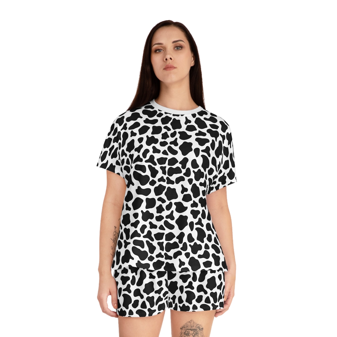 Cow Print PJ Set for Women Cow Print Pajamas Women Shortie Pajama Set ...