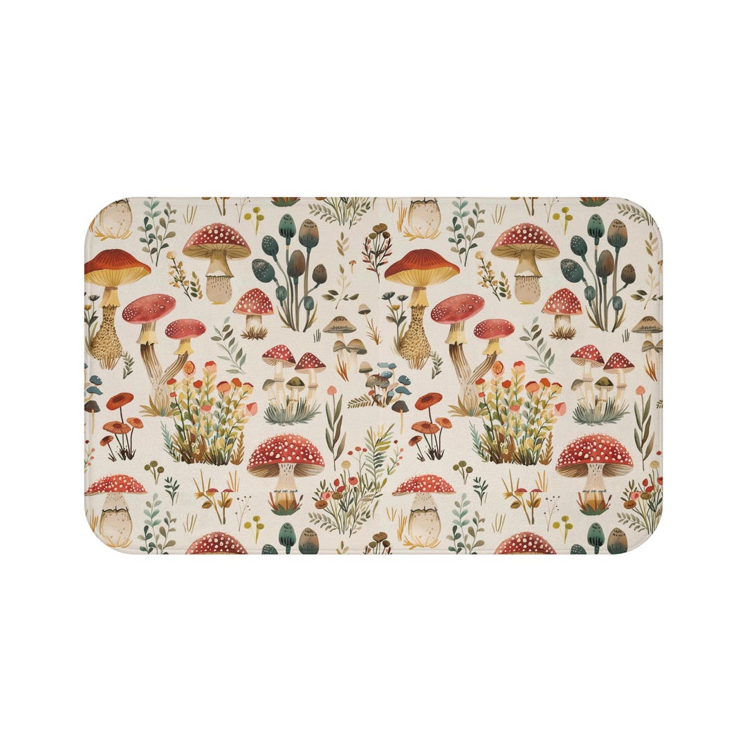 Mushroom Bath Mat Bathroom Decor Bathroom Mat Bathroom Accessories Bath ...