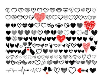 HEART Bundel SVG, HEART Doodle Svg, Heart Svg Cut Files for Cricut, Heart Clipart, Hand Drawn ...
