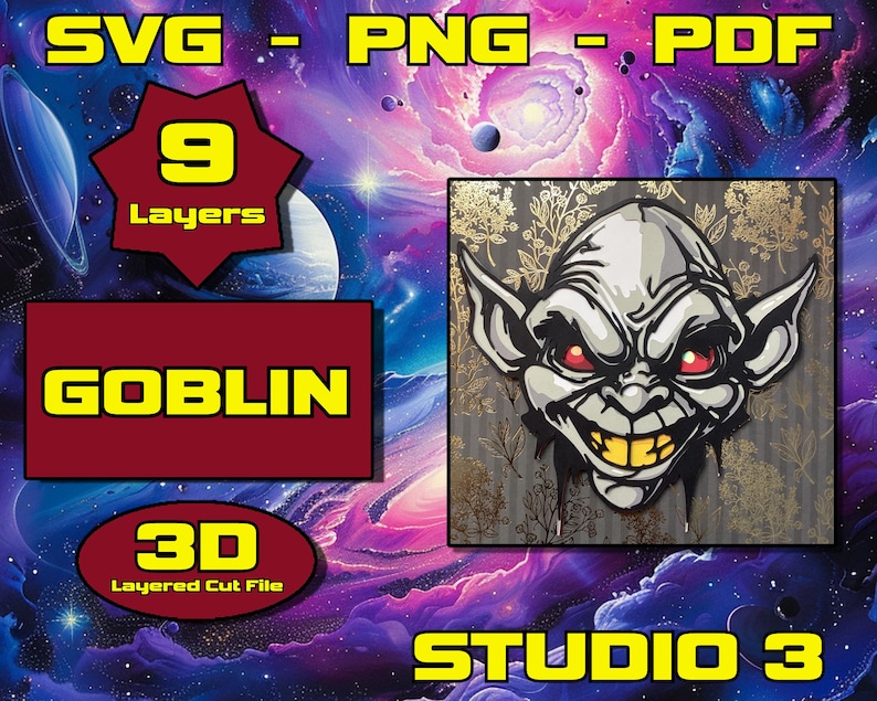 Goblin, 3D Mandala Svg, Multilayer Panel for Laser Cutting, Layered SVG ...