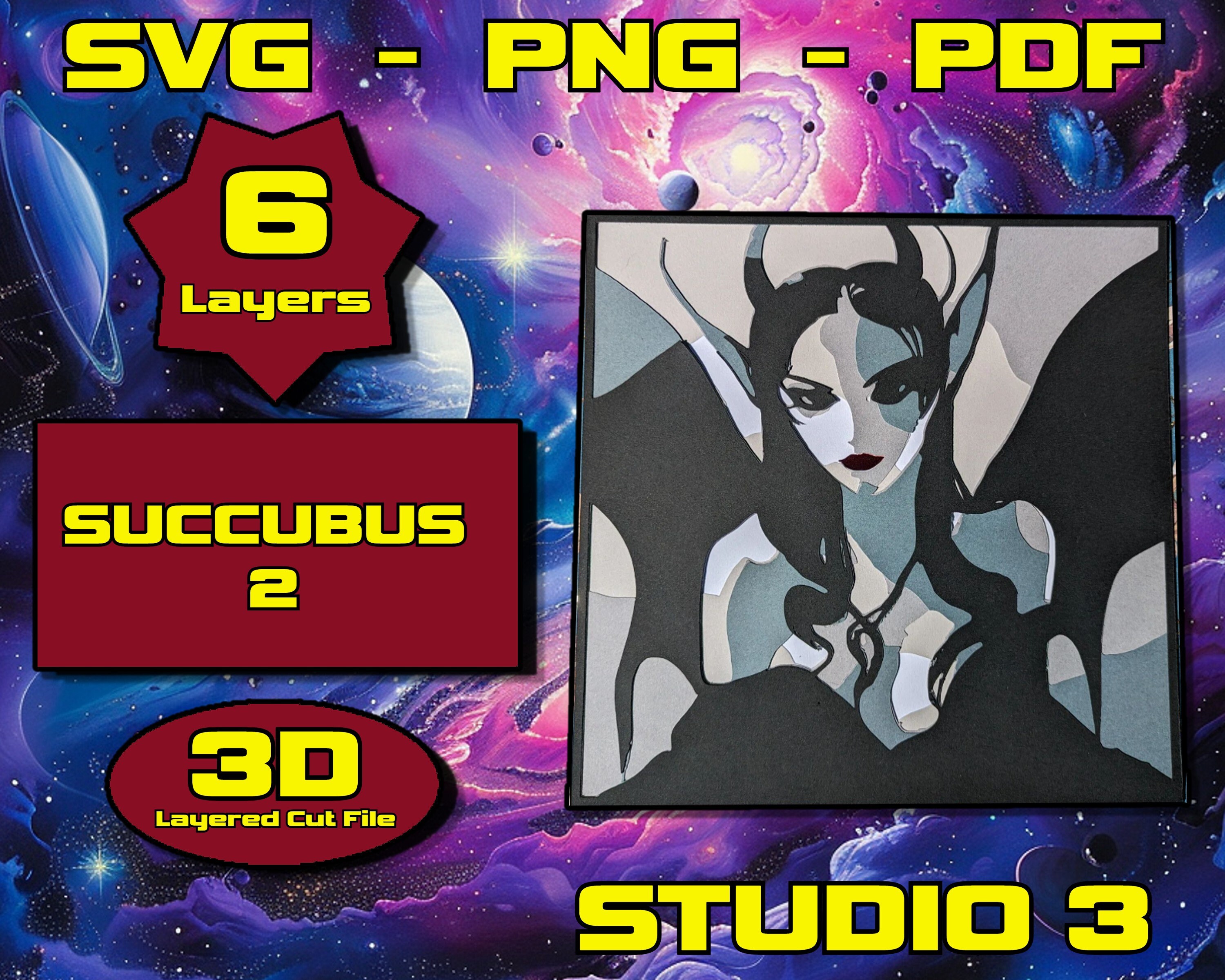 Succubus 2, Succubus, 3D Mandala Svg, Multilayer Panel for Laser ...