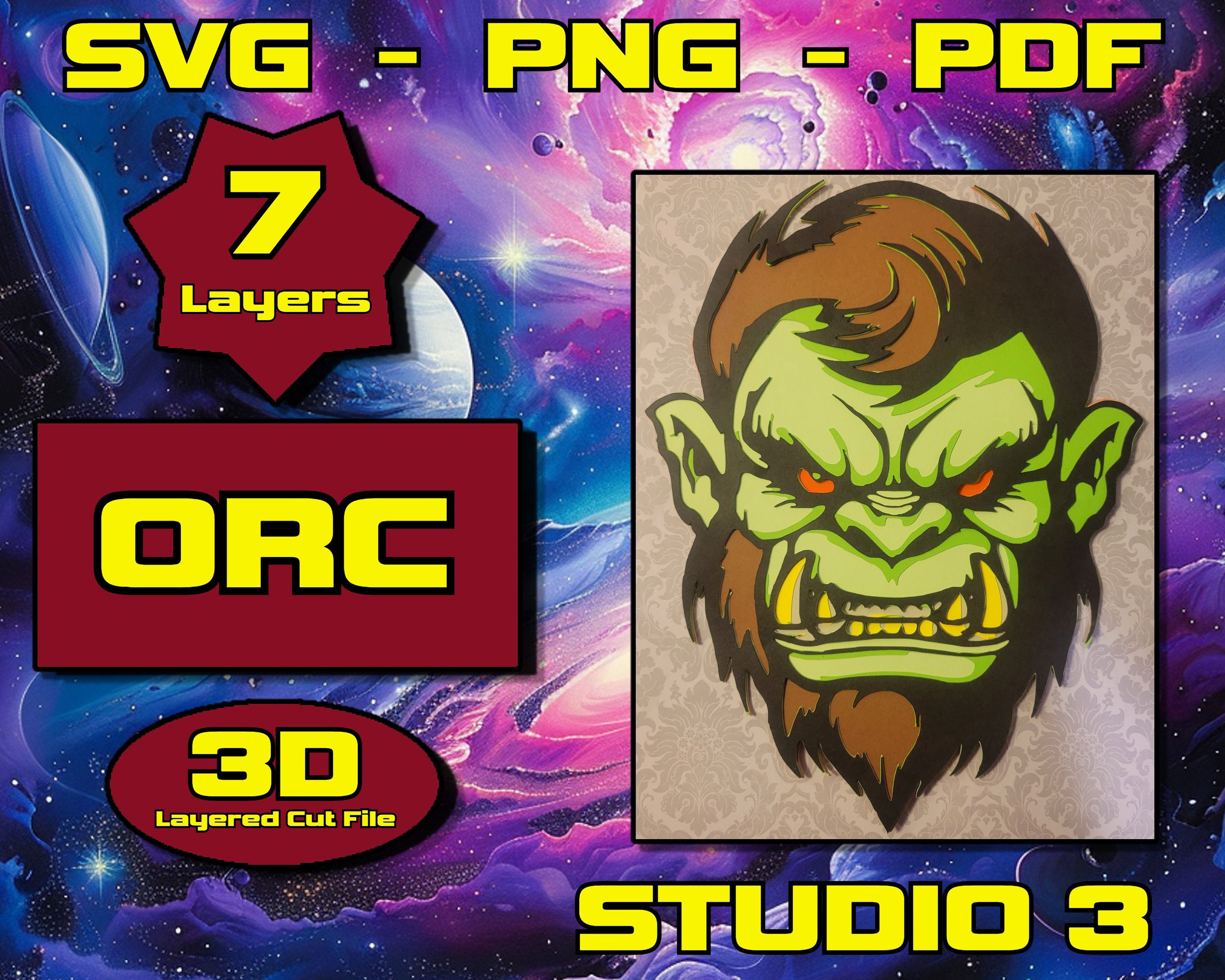 Orc, 3D Mandala Svg, Multilayer Panel for Laser Cutting, Layered SVG ...