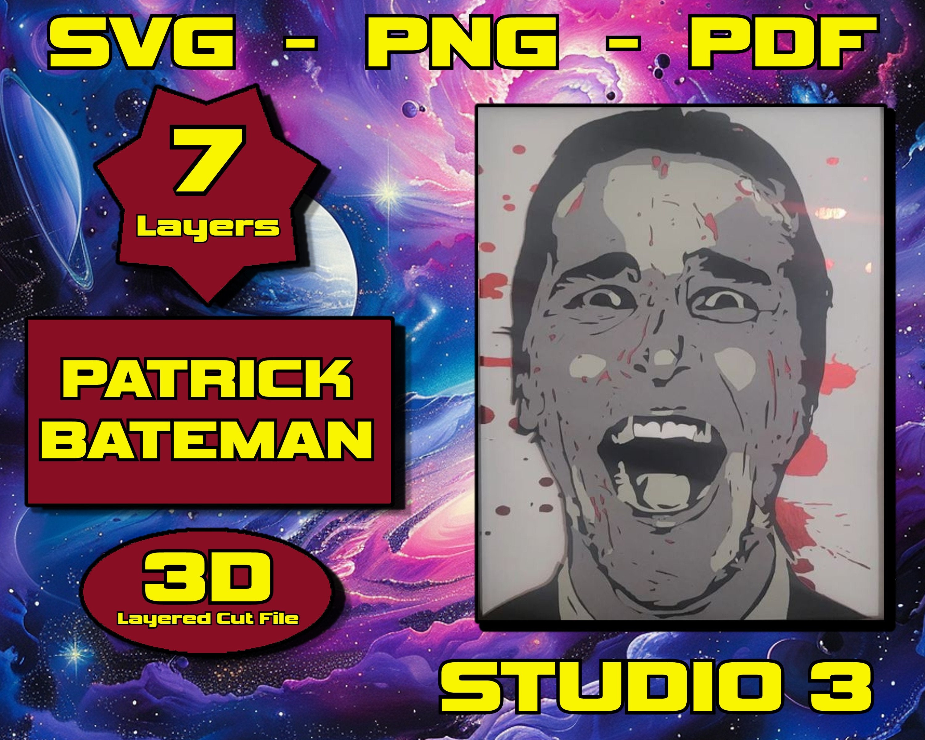 American Psycho Patrick Bateman 3D Mandala Svg, Multilayer Panel for ...