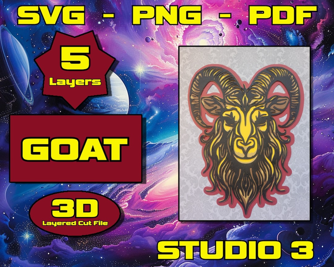 Goat Head, 3D Mandala Svg, Multilayer Panel for Laser Cutting, Layered ...