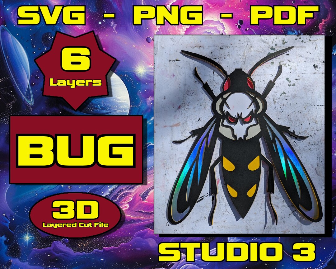 Bug, 3D Mandala Svg, Multilayer Panel for Laser Cutting, Layered SVG ...