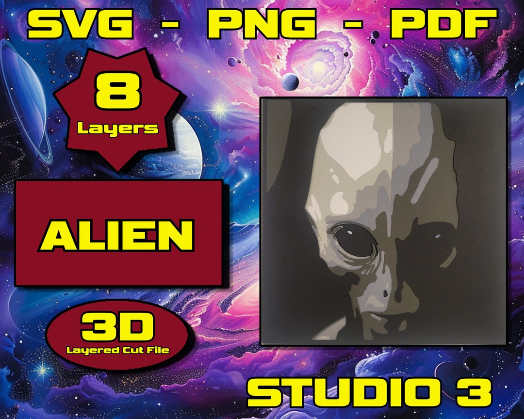 Zeta Gray Alien SVG Cricut, 3D Mandala Svg, Multilayer Panel for Laser ...