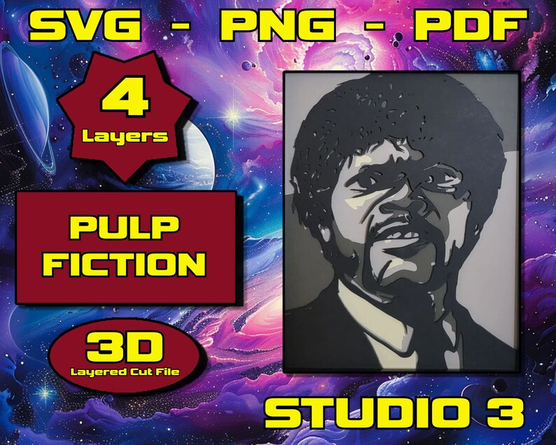 Jules From Pulp Fiction 3D Mandala Svg, Multilayer Panel for Laser ...