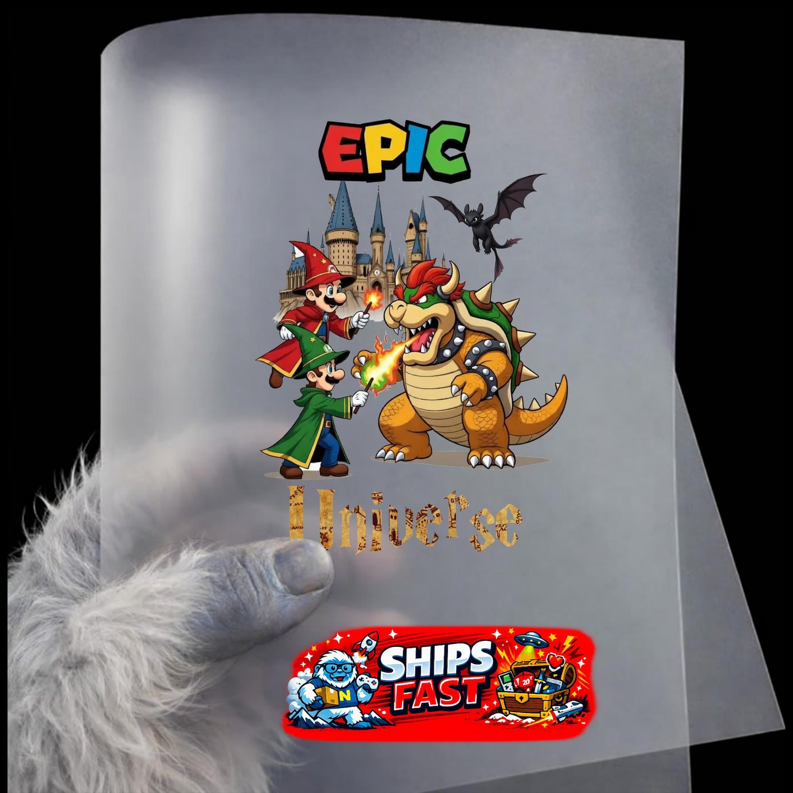 Epic Universe DTF Transfers, Mario Luigi Wizard, Bowser Dragon Magic ...