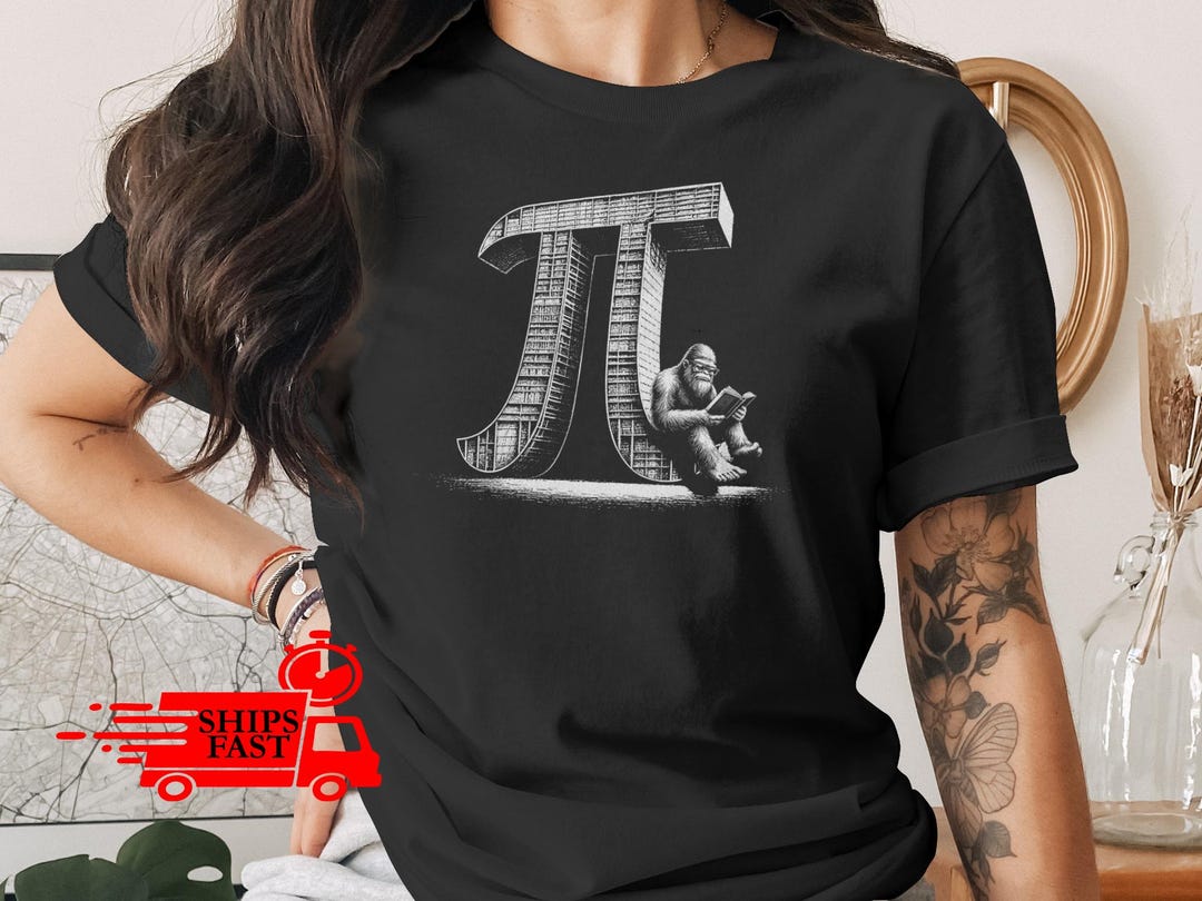 Bookworm Gorilla T-shirt, Pi Symbol Art, Reading Ape Tee, Librarian ...