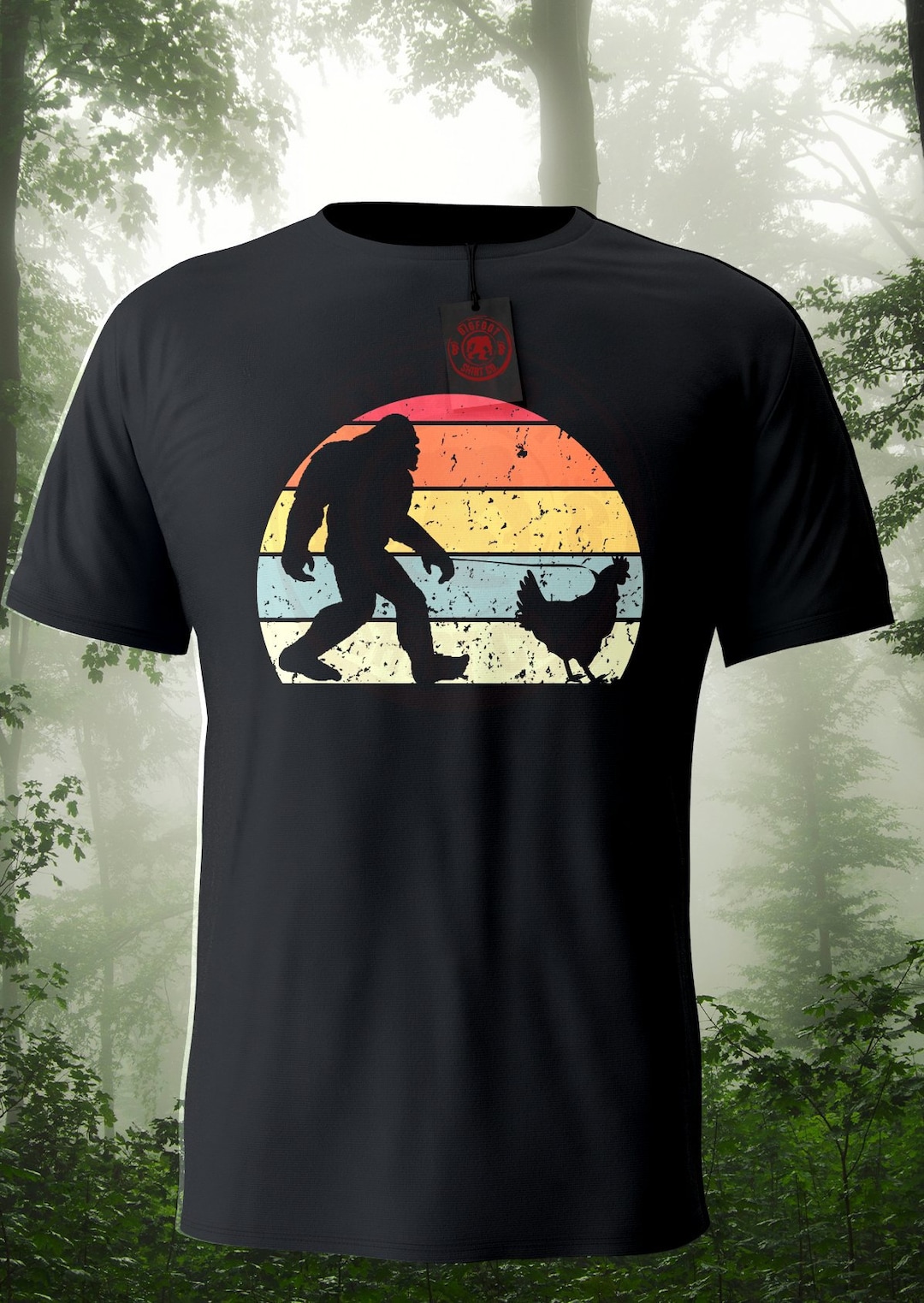 Bigfoot Walking Chicken Retro Sunset Men's & Women's - Etsy