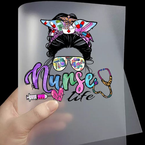 Nurse Messy Bun Dtf Transfers Ready To Press Nurse Life Etsy