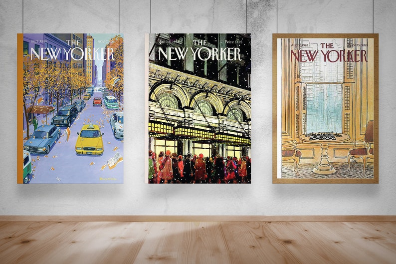 The New Yorker Magazine Cover Print Set of 3 Aesthetic Room - Etsy