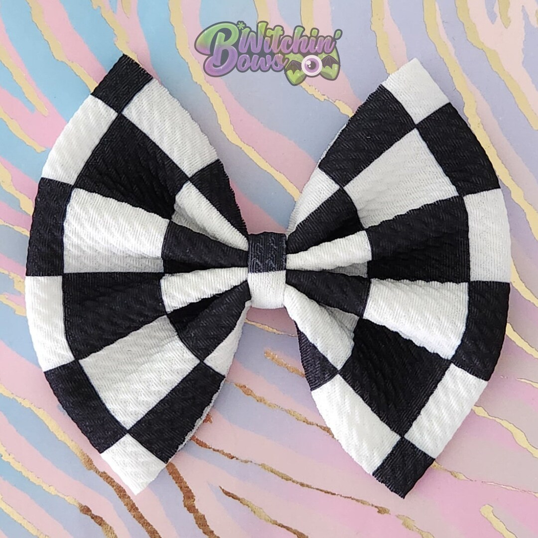 Checkered Bow, Black and White Bow, Racing Bow, Baby and Toddler Bow ...
