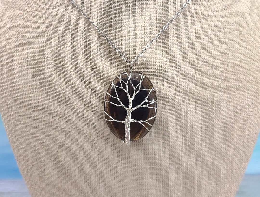 Smokey Translucent Tree of Life Pendant - Etsy