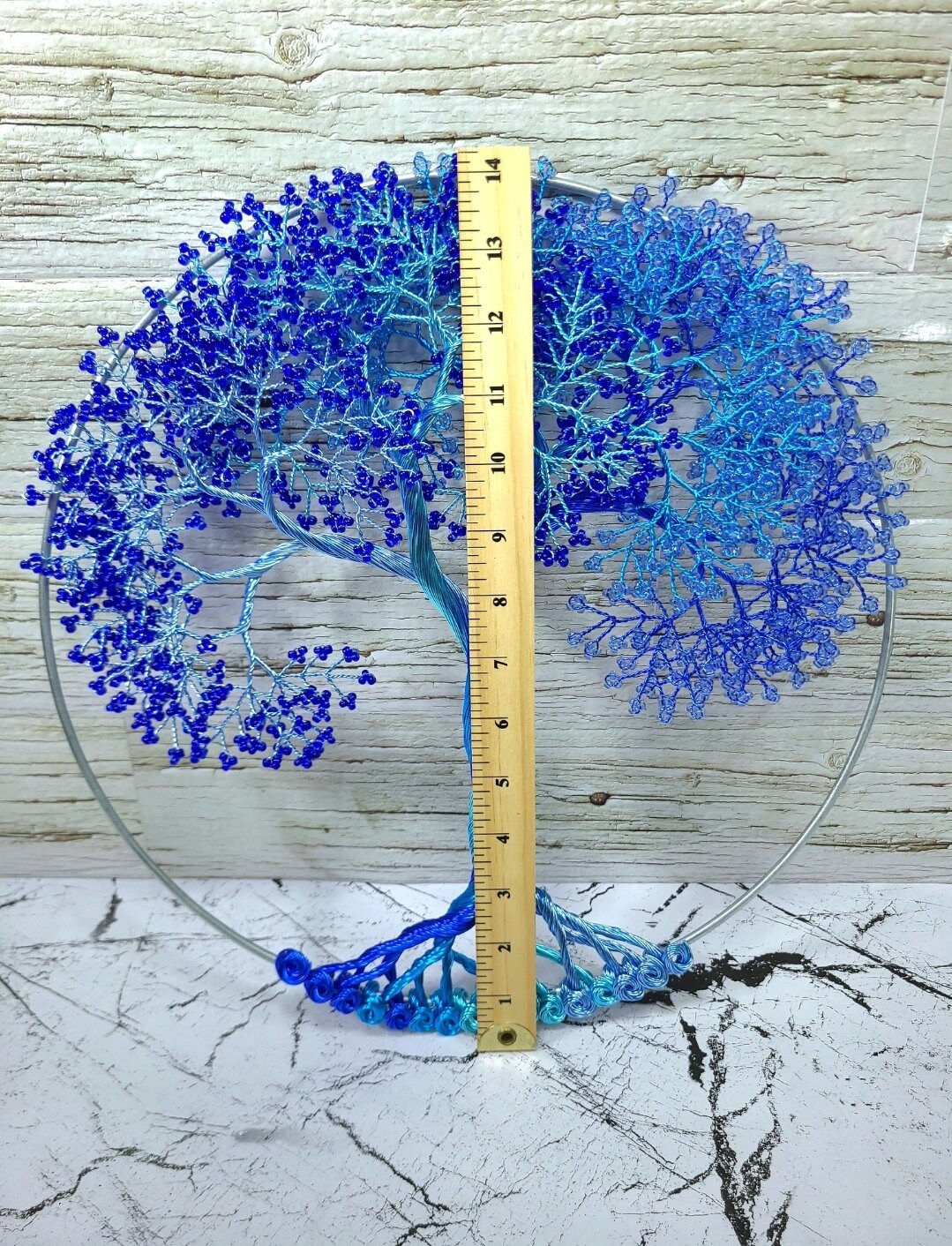 Large Blue Wall Hanging Wire Tree Colorful Statement Piece - Etsy