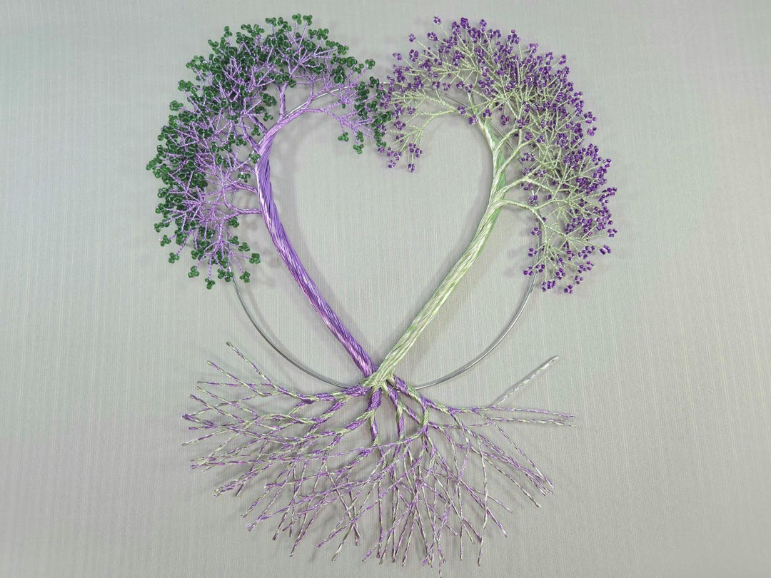 Small Green and Purple Heart Tree - Etsy