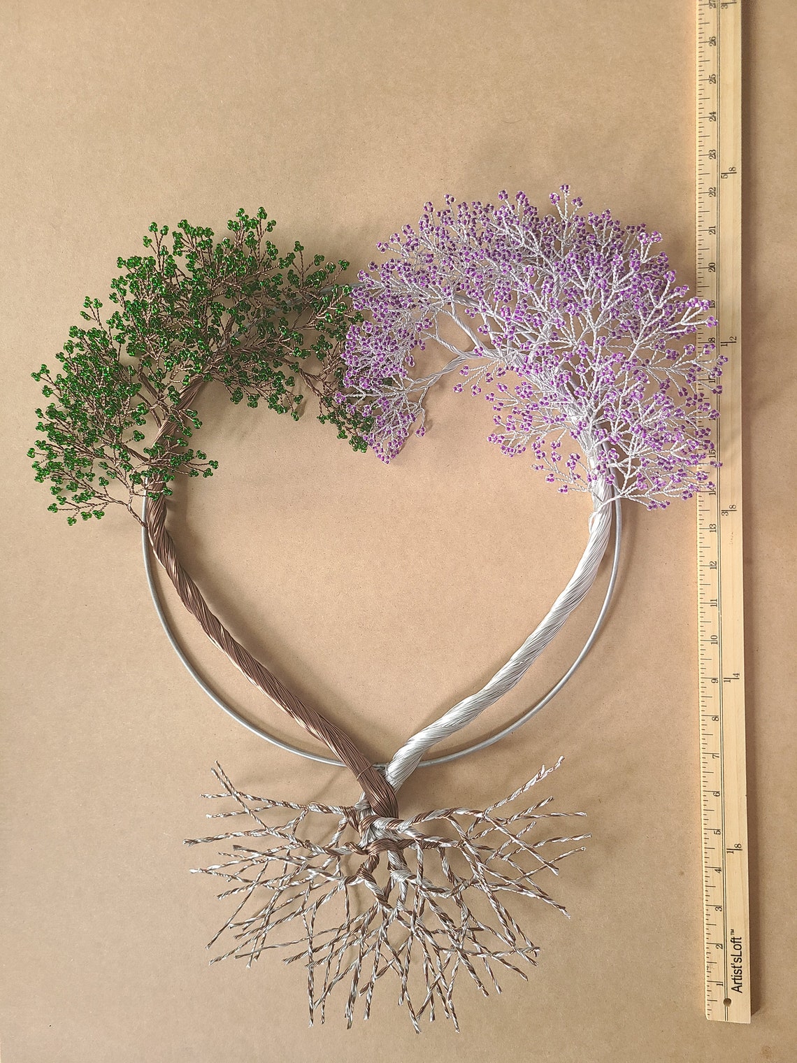 Large Handmade Green and Purple Heart Tree Wall Hanging Decor - Etsy