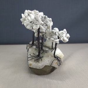 Howlite Tumbled Chip Forest Art Piece Mounted on Apophyllite Crystal - Etsy