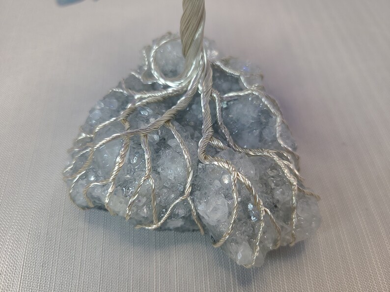 Handcrafted Aquamarine Tumbled Chip Tree on Apophyllite Cluster Unique ...
