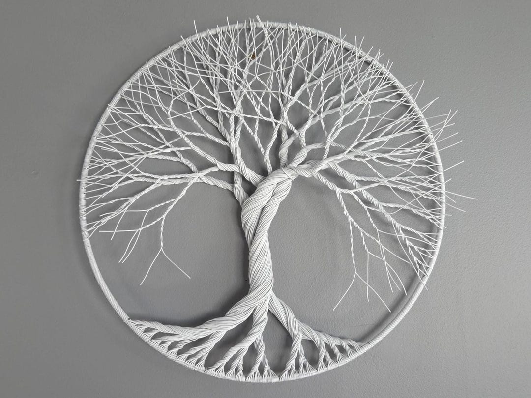 White Wire Tree Wall Art – 14” Large Tree of Life – Minimalist Metal ...